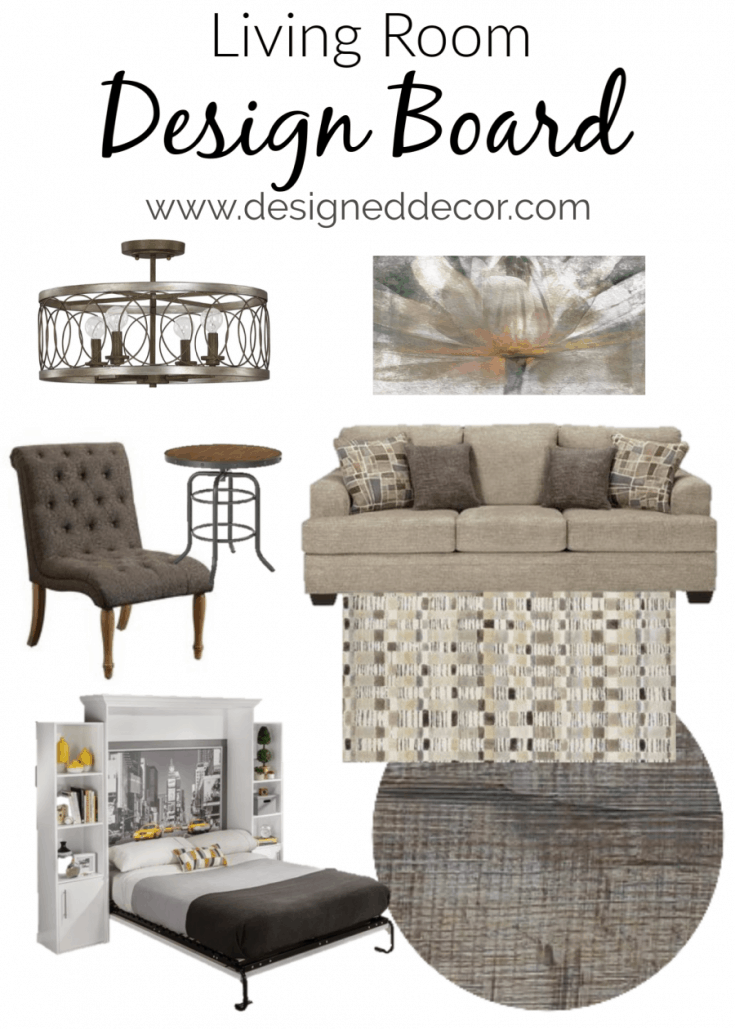 Cozy Modern Living Room Design Board with Vintage Touches