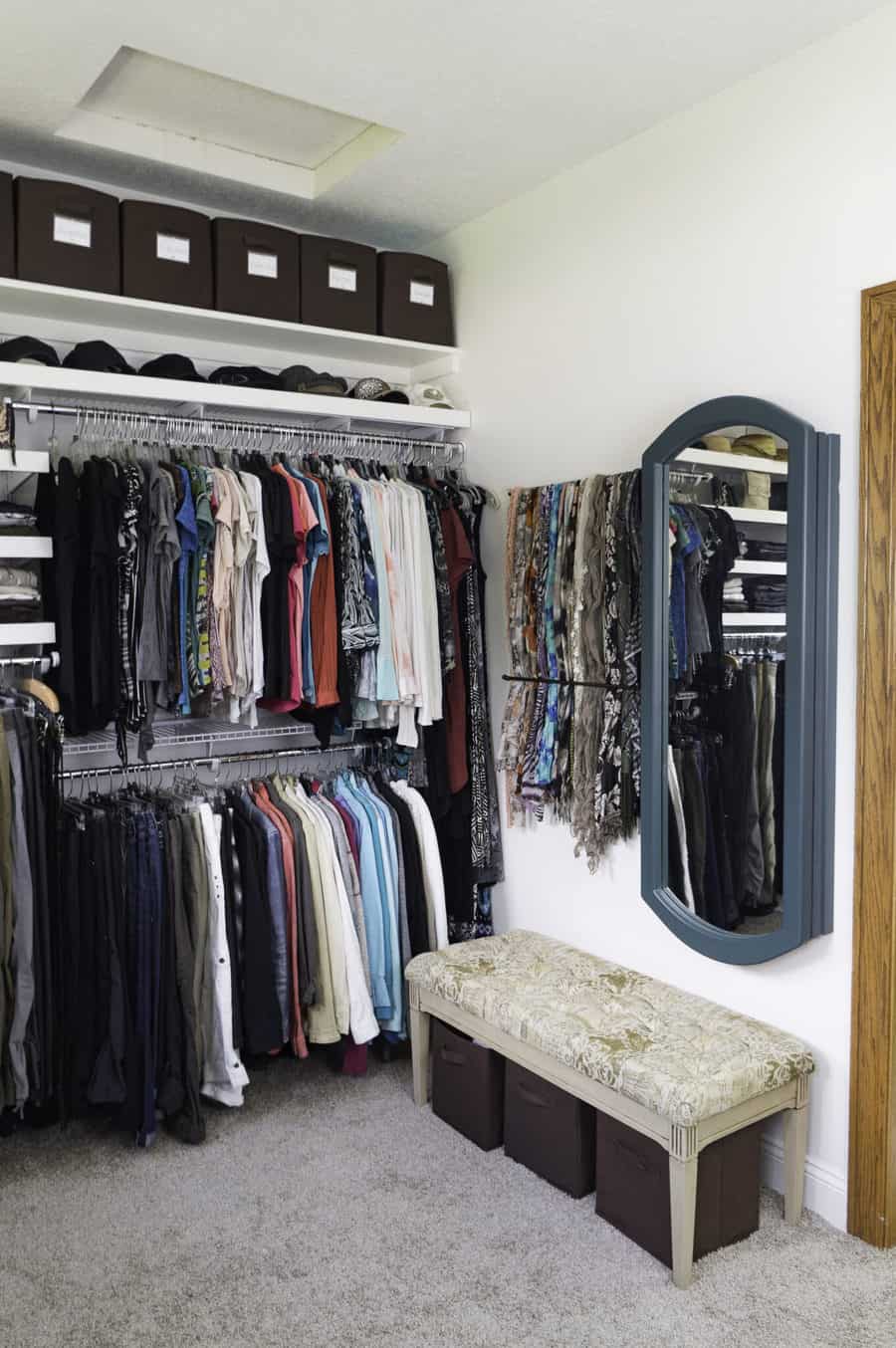 A practical DIY walk-in closet makeover on a budget