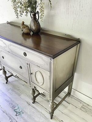 Beautiful vintage hand painted buffet with a hidden keyboard
